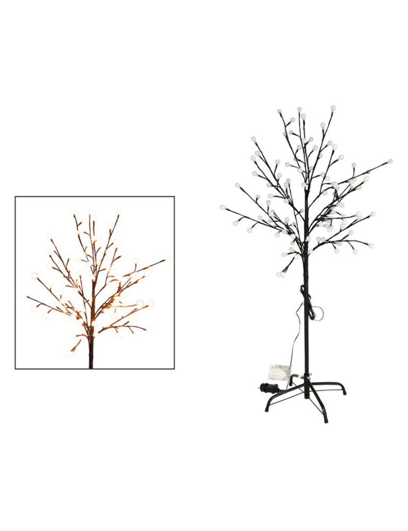 Árbol decorativo con bolas, 100 luces LED, luz cálida, uso exterior, 8 ...