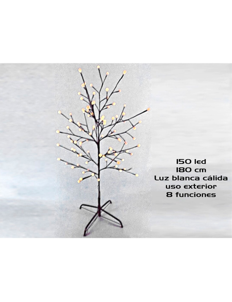 Árbol decorativo con bolas, 150 luces LED, luz cálida, uso exterior, 8 ...