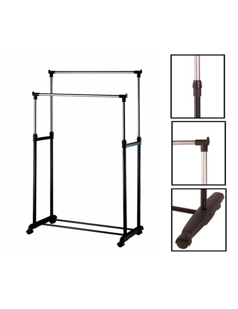 Perchero extensible con ruedas, acero inoxidable y plástico, incluye ...