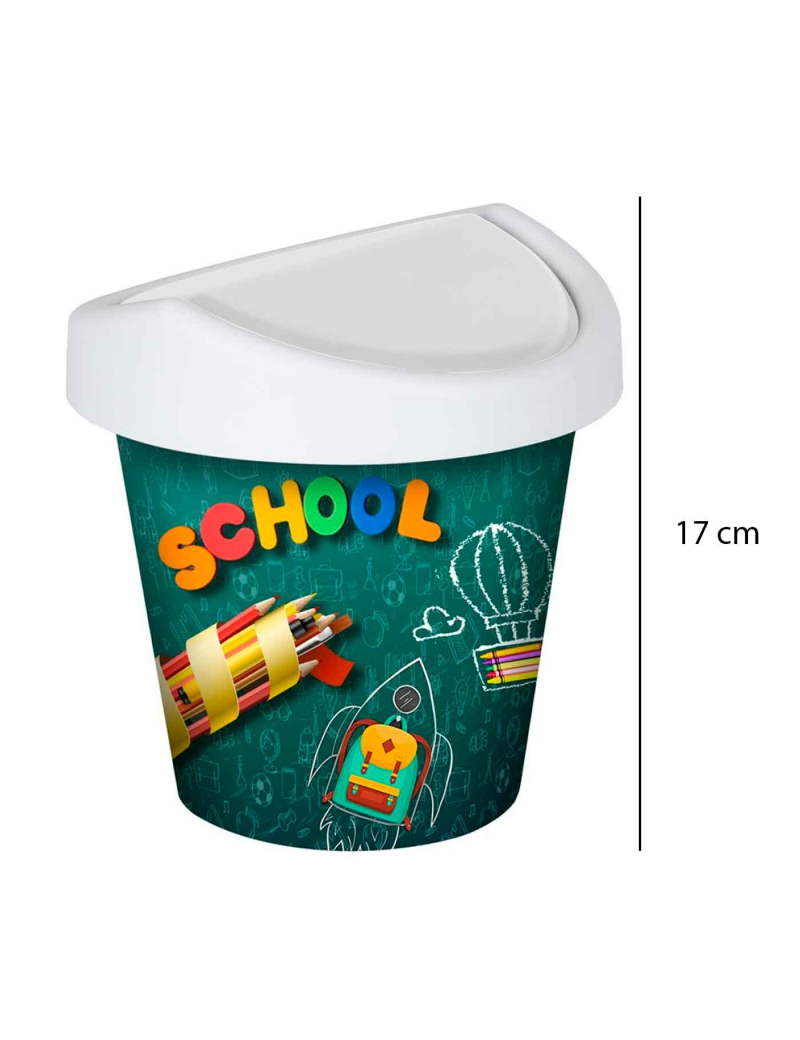 Mini papelera redonda con tapa giratoria de plástico con diseño de ...