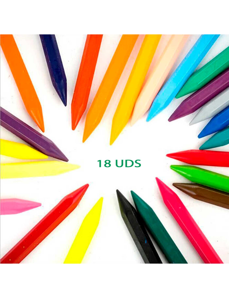 Caja de 18 ceras de colores para niños, material escolar, colores vivos ...