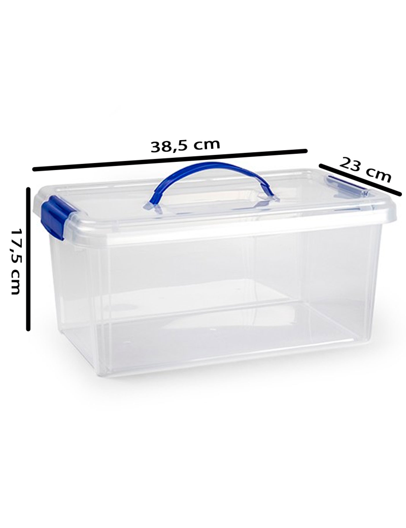 Caja de plástico con tapa y asa Nº24, transparente, cajón de almacenaje ...