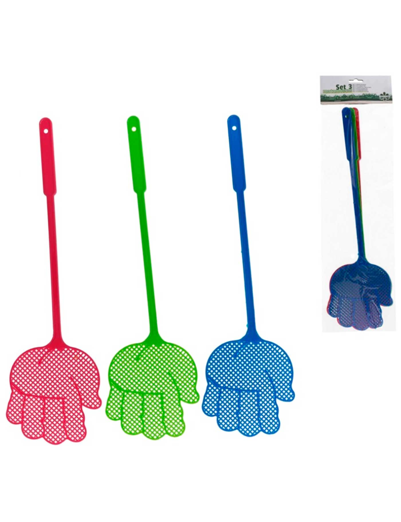 Set de 3 matamoscas de plástico con forma de mano, resistentes y ...