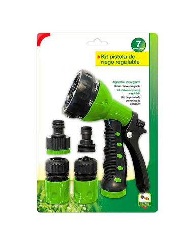 Pistola de riego regulable con accesorios, chorro ajustable, 7 ...