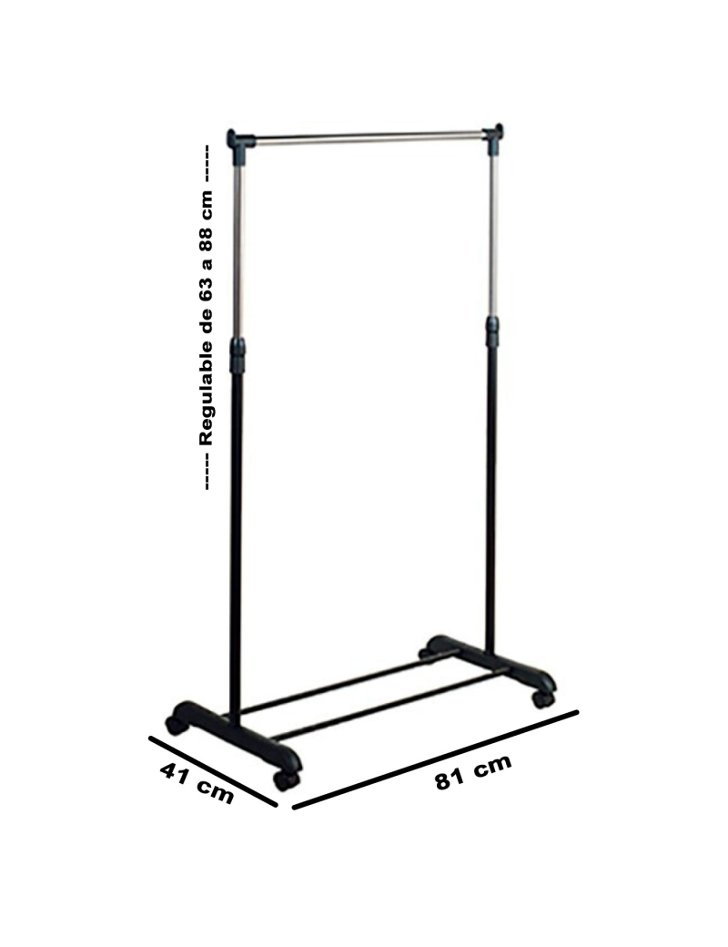 Perchero extensible con ruedas, acero inoxidable y plástico, incluye ...