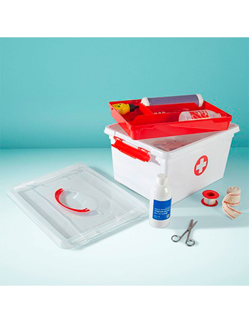 Caja botiquín de plástico con asa y bandeja extraíble, cierres click ...