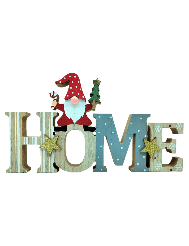 Letrero navideño "Home" con gnomo navideño - Fabricado en madera ...