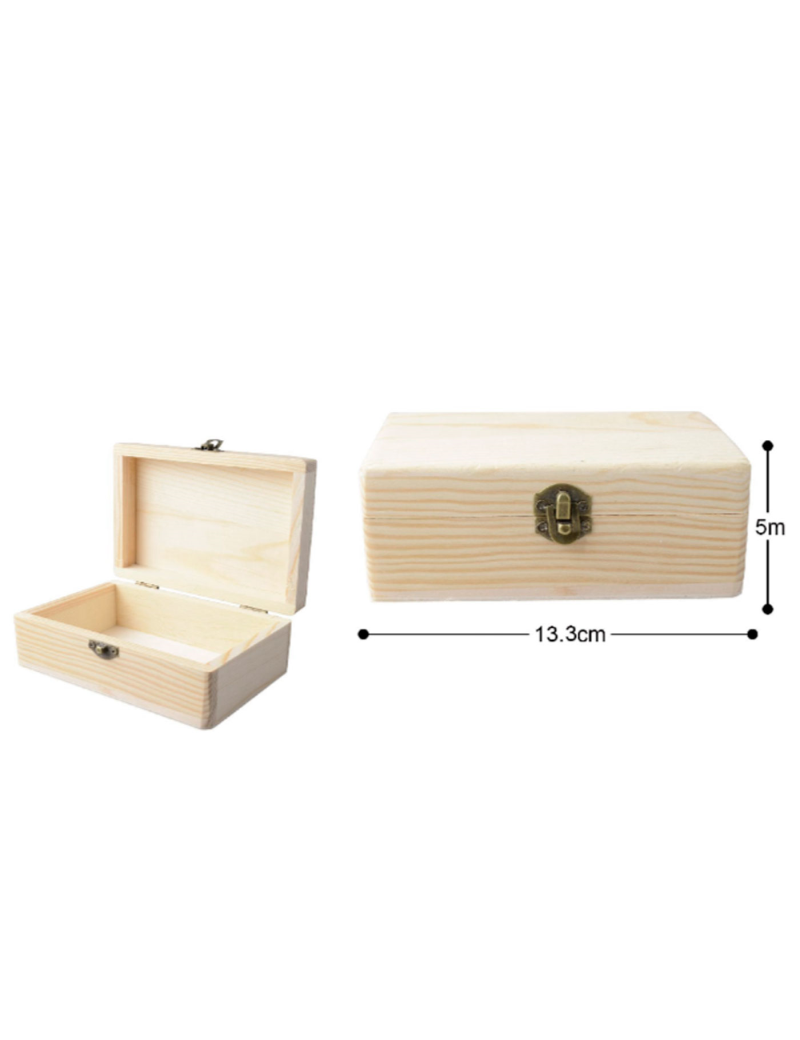 Caja de madera rectangular con cierre metálico, madera natural ...
