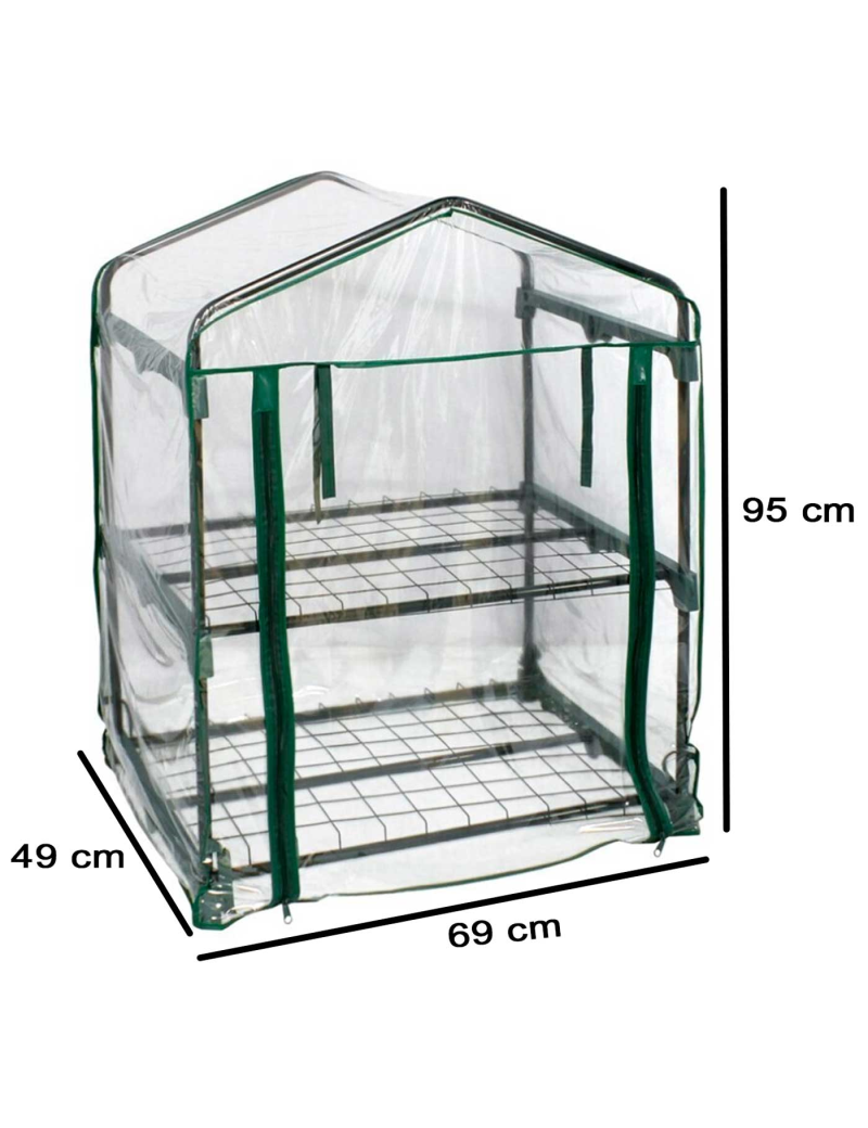 Mini invernadero de acero y PVC, puerta enrollable, cubierta para ...